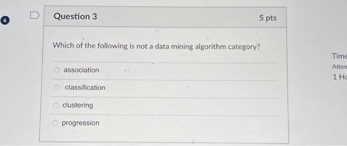 Solved Which of the following is not a data mining algorithm | Chegg.com