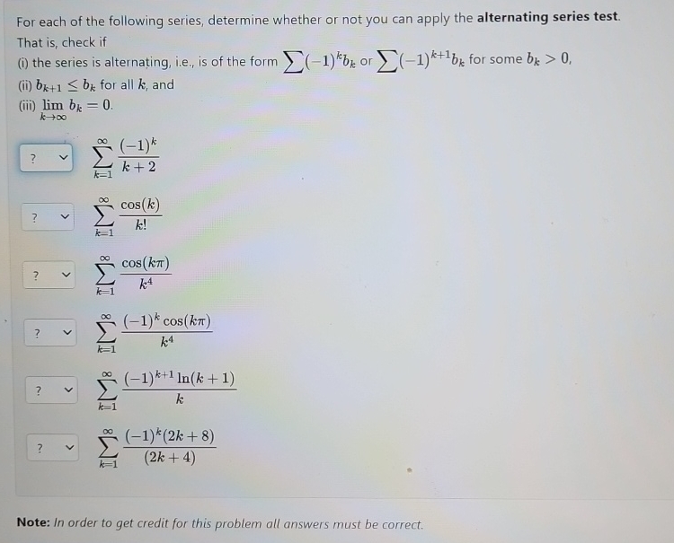 Solved For each of the following series, determine whether | Chegg.com