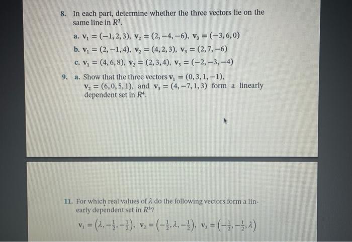 Solved 4. In each part, determine whether the vectors are | Chegg.com