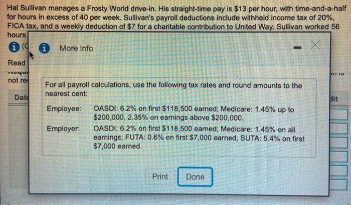 Solved Hal Sullivan manages a Frosty World drive-in. His | Chegg.com