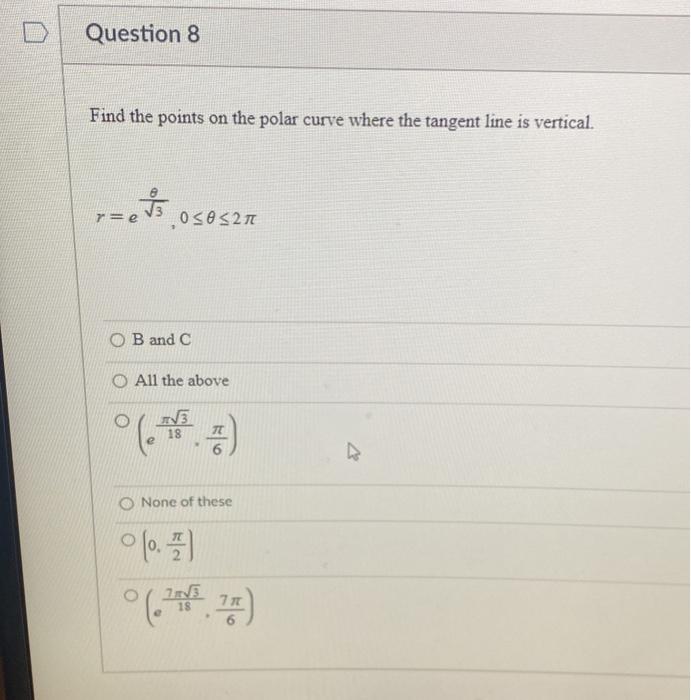 Solved Find the points on the polar curve where the tangent | Chegg.com