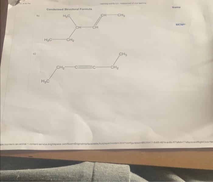 Solved 3) Name the following organic compounds. (2 marks per | Chegg.com