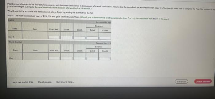 Solved post the Journal entries to the four columns accounts | Chegg.com