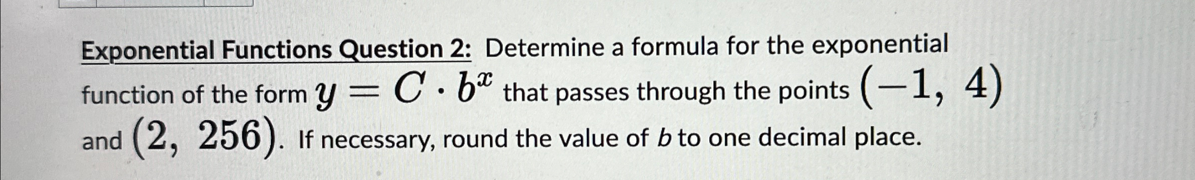 Solved Exponential Functions Question 2: Determine a formula | Chegg.com