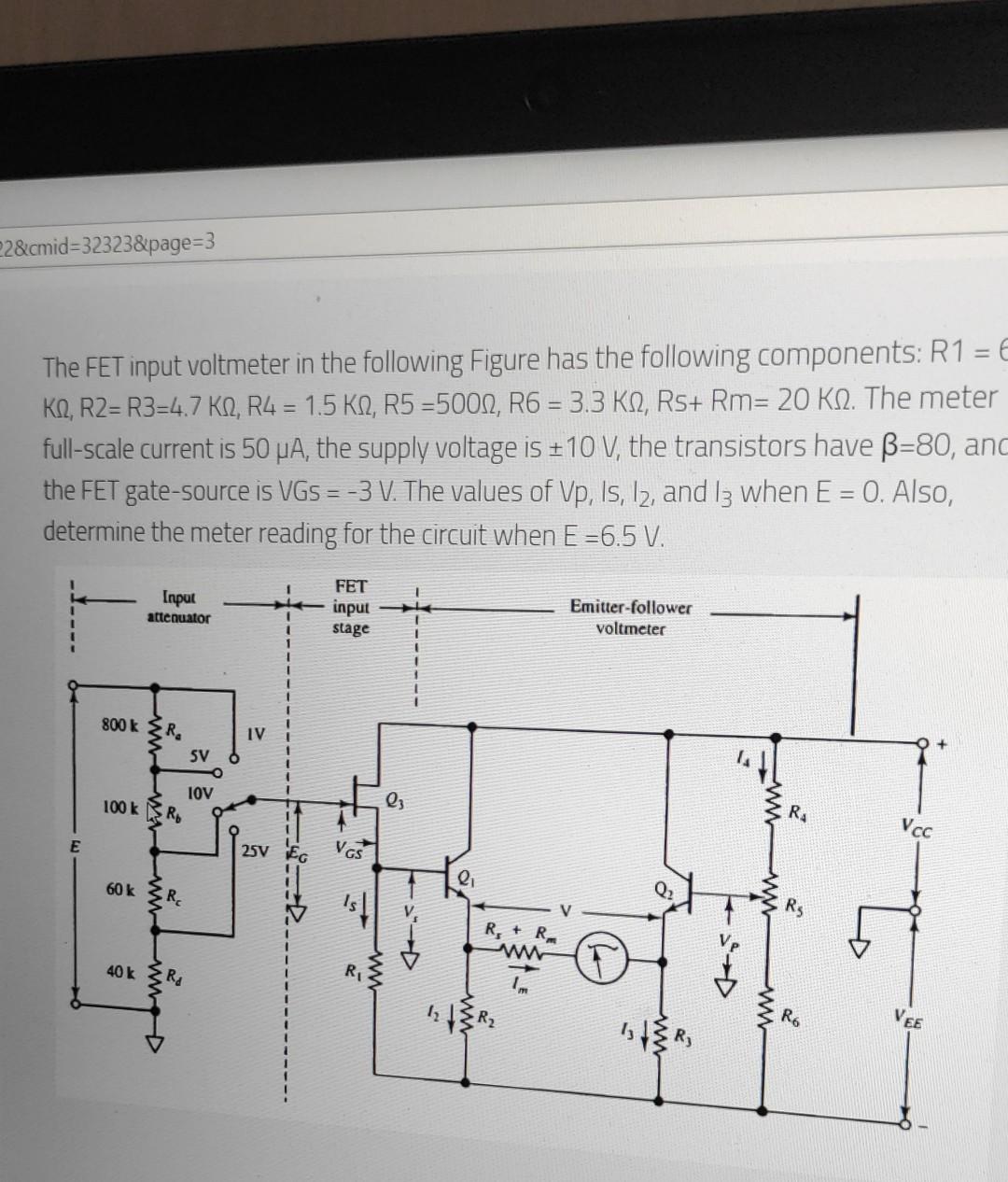 Solved 22&cmid=32323&page=3 The FET input voltmeter in the | Chegg.com