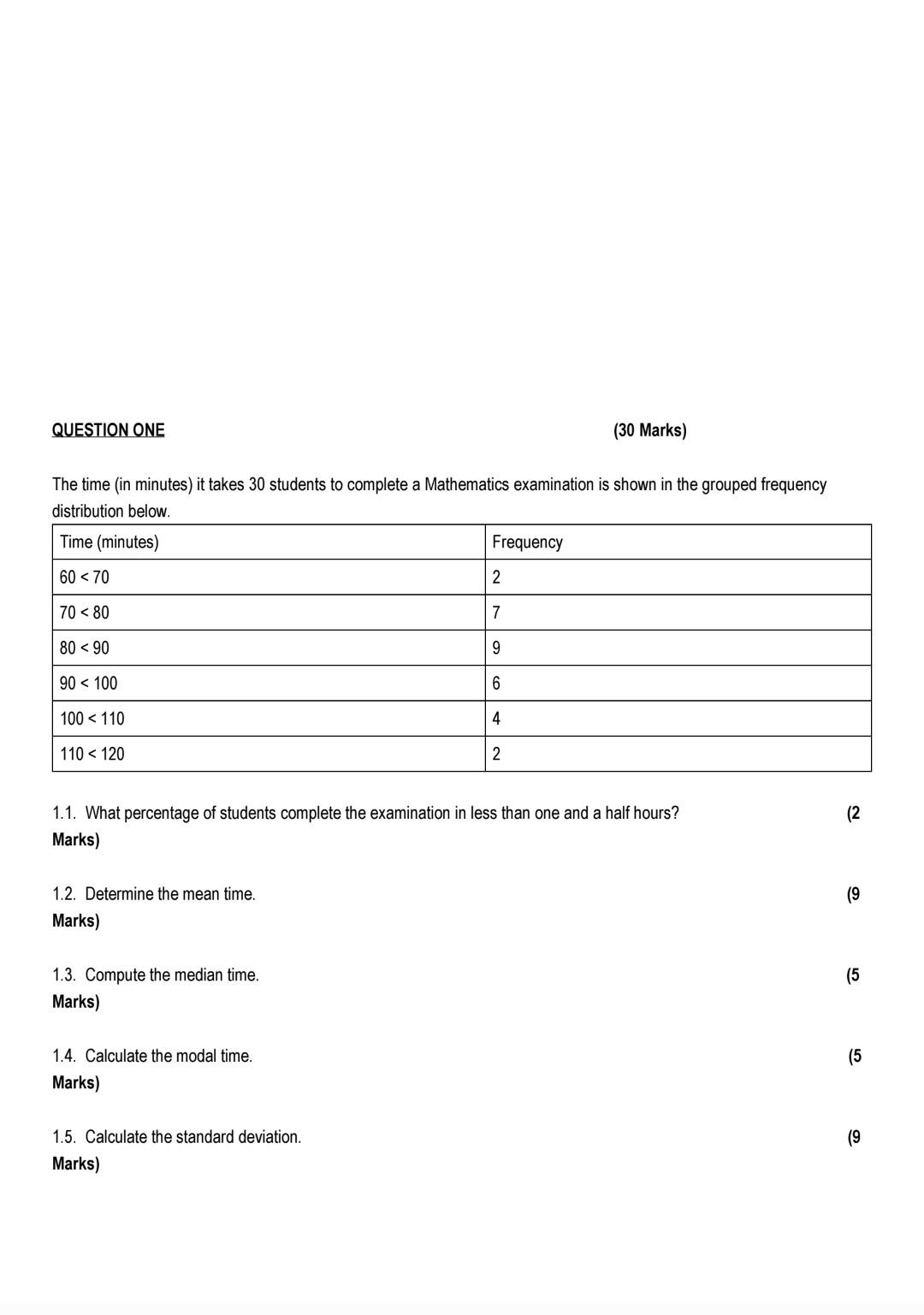 The time (in minutes) it takes 30 students to | Chegg.com