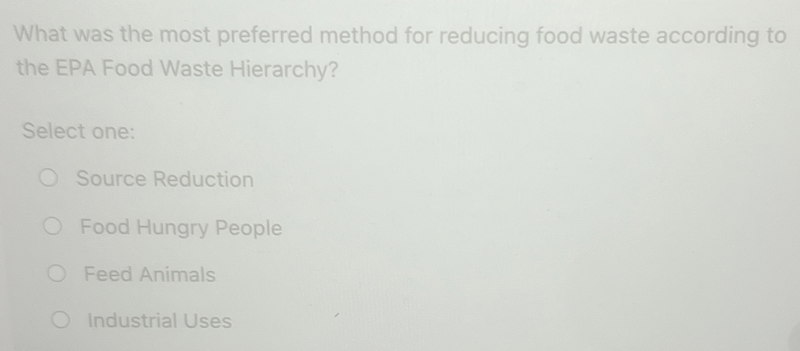 Solved What was the most preferred method for reducing food | Chegg.com