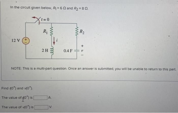 Solved In the circuit given below, R1=6Ω and R2=8Ω. NOTE: | Chegg.com