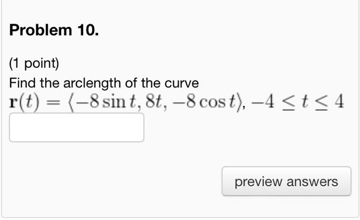 Solved (1 point) Find the arclength of the curve | Chegg.com