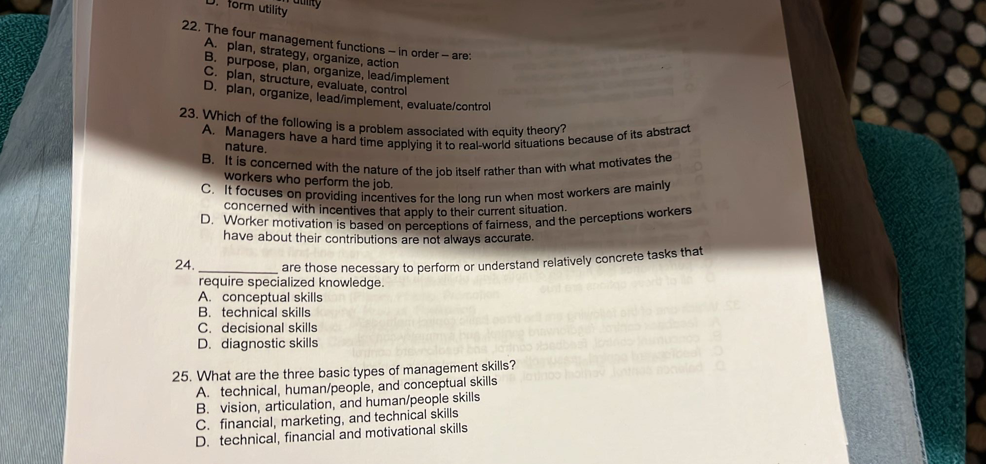 Solved The four management functions - ﻿in order - ﻿are:A. | Chegg.com