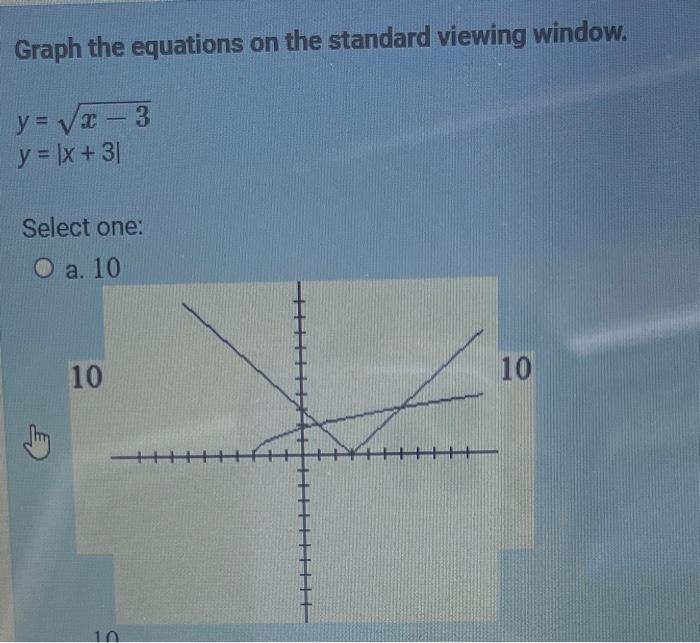 Solved Graph the equations on the standard viewing window. | Chegg.com