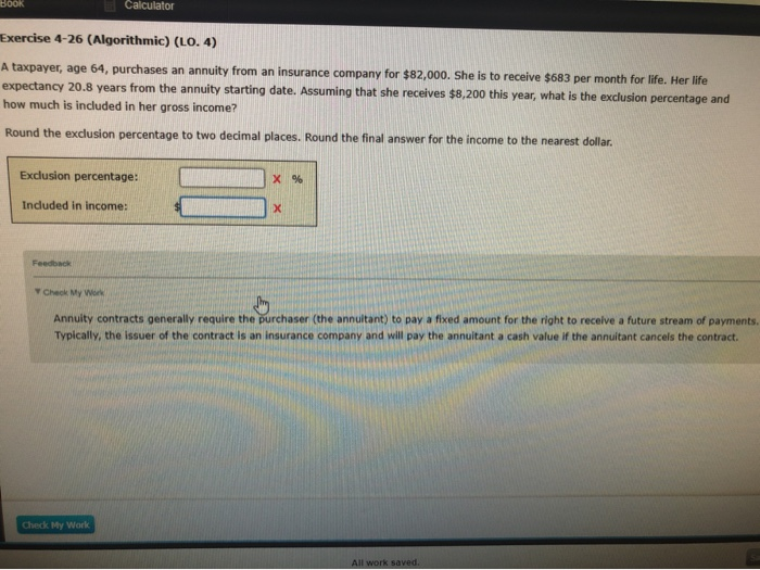 Solved Calculator Exercise 4-26 (Algorithmic) (LO.4) | Chegg.com