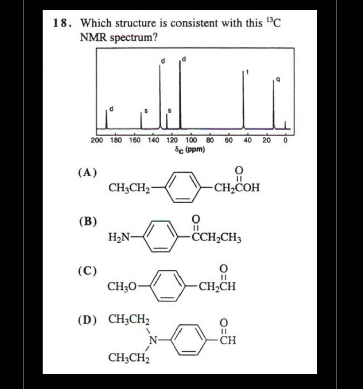 Solved Which structure is consistent with this ?13C ﻿NMR | Chegg.com