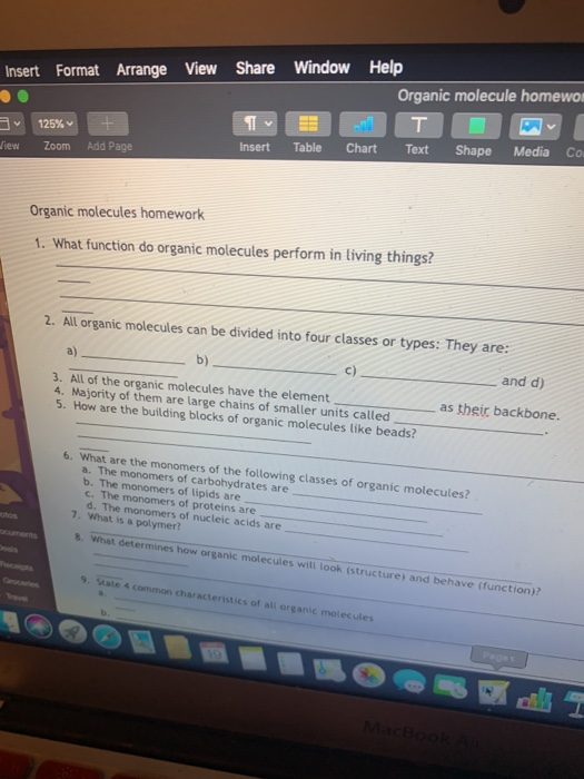 Solved Insert Format Arrange View Share Window Help Organic | Chegg.com