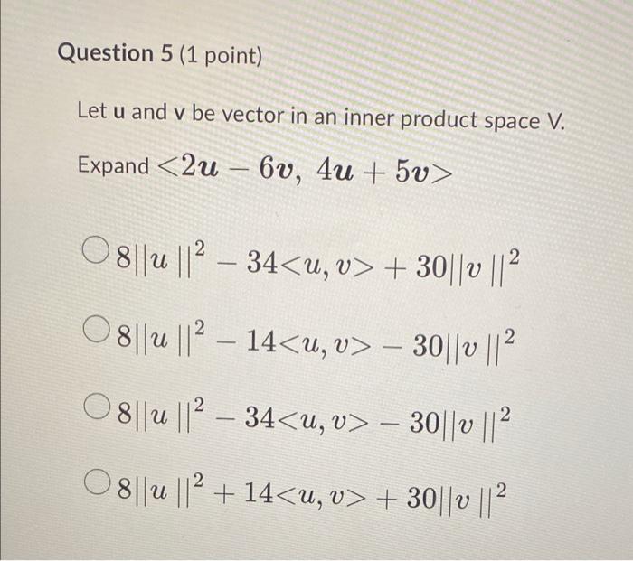 Solved Let u and v be vector in an inner product space V. | Chegg.com