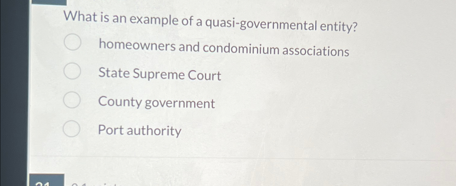 What is an example of a quasi-governmental | Chegg.com