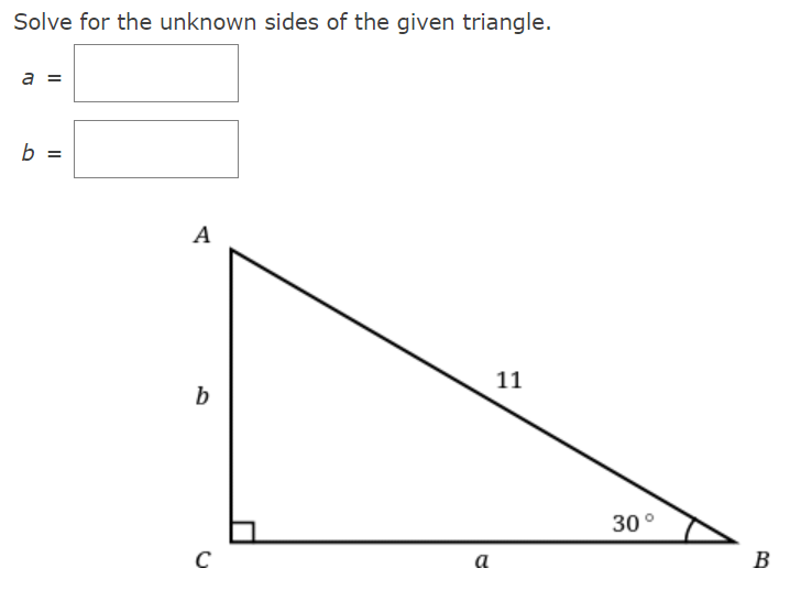 Solved Solve for the unknown sides of the given | Chegg.com