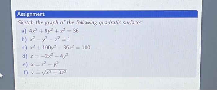 Solved Assignment Sketch the graph of the following | Chegg.com