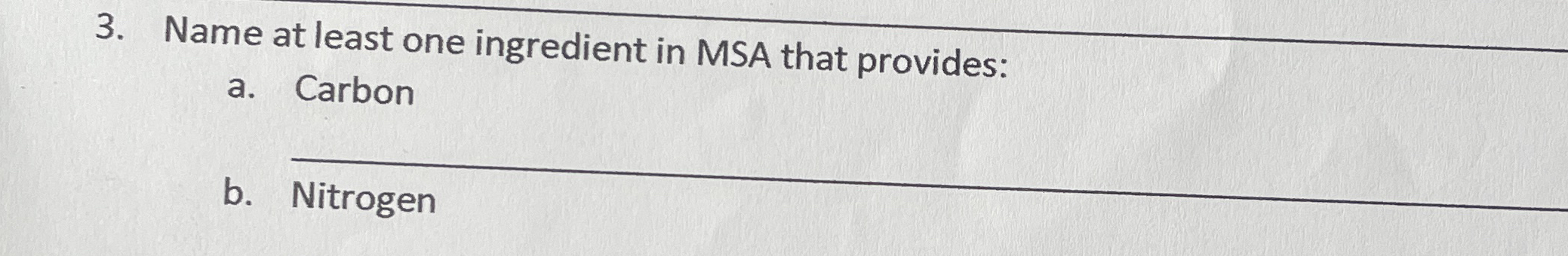 Solved Name at least one ingredient in MSA that provides:a. | Chegg.com