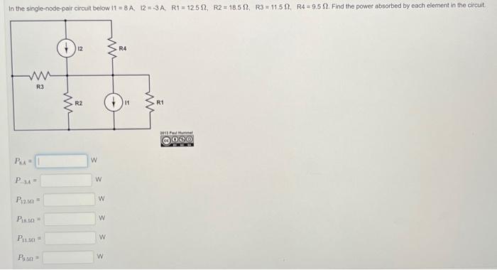 Solved In the single-node-pair circuli below 11=8 A,12=−3 | Chegg.com