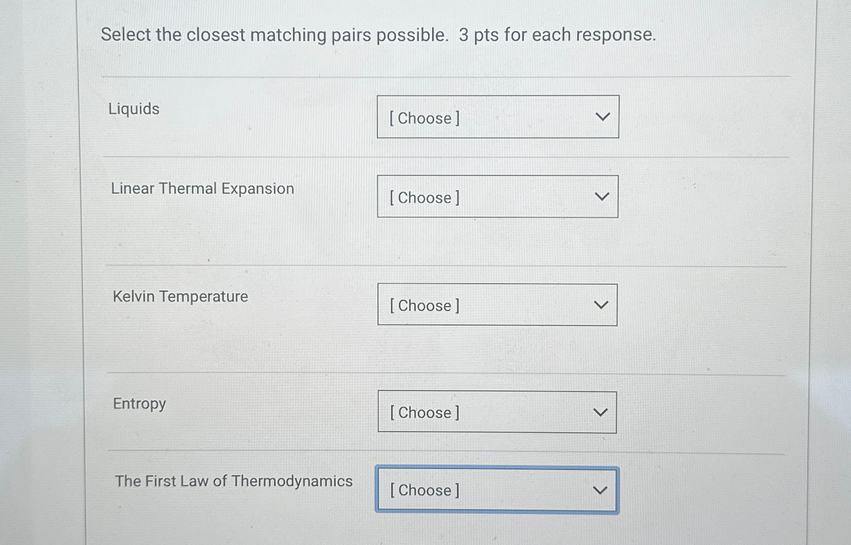 Solved Select the closest matching pairs possible. 3 ﻿pts | Chegg.com