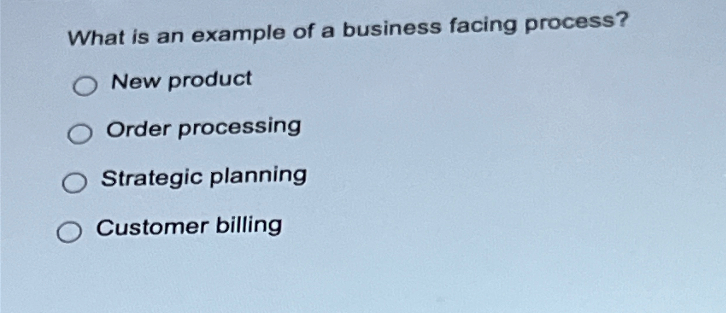 Solved What is an example of a business facing process?New | Chegg.com