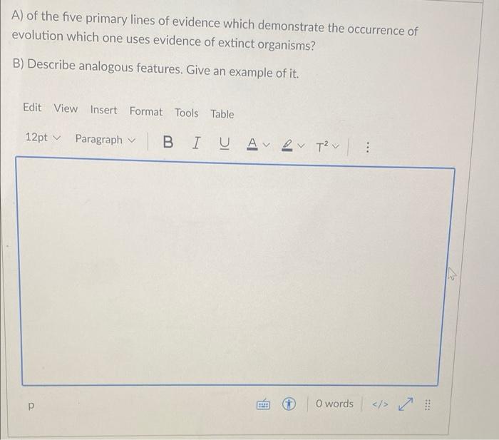 Solved A) of the five primary lines of evidence which | Chegg.com