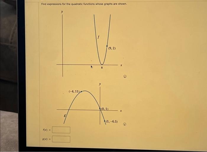 Solved Find expressions for the quadratic functions whose | Chegg.com