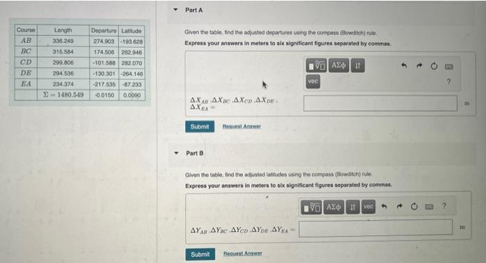Solved Given the table, find the adyusted departares using | Chegg.com