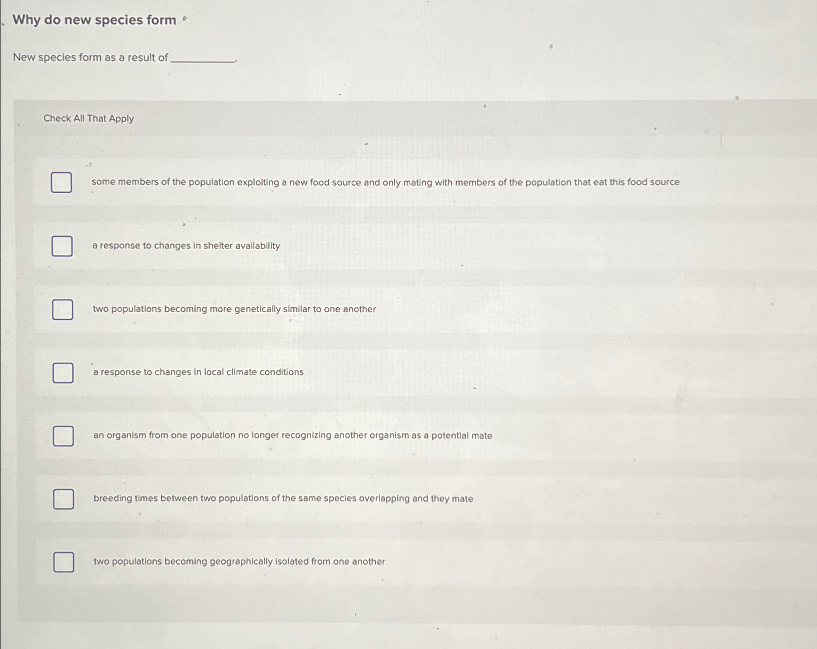 Solved Why do new species formNew species form as a result | Chegg.com