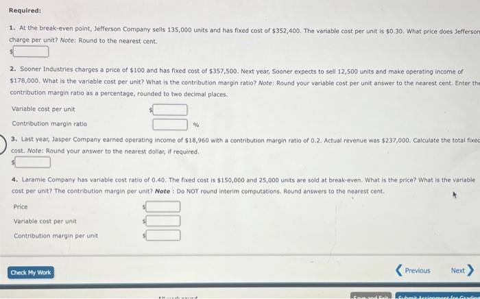 Solved Price, Variable Cost per Unit, Contribution Margin, | Chegg.com