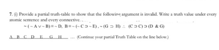 Solved 7. () Provide a partial truth-table to show that the | Chegg.com