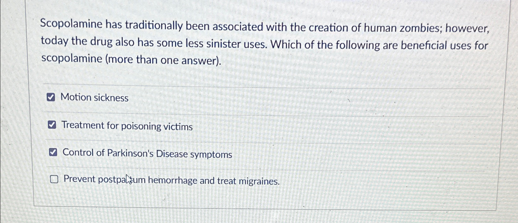 Solved Scopolamine has traditionally been associated with | Chegg.com