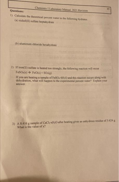 Solved 45 Chemistry 1 Laboratory Manual, 2021 Revision | Chegg.com