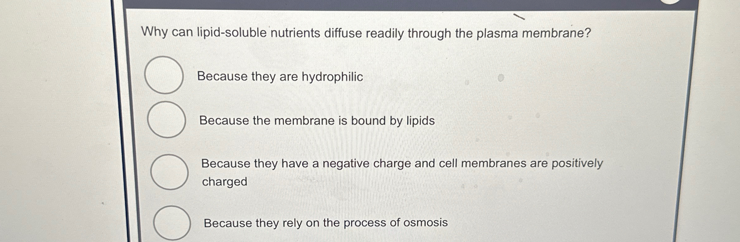 Solved Why can lipid-soluble nutrients diffuse readily | Chegg.com