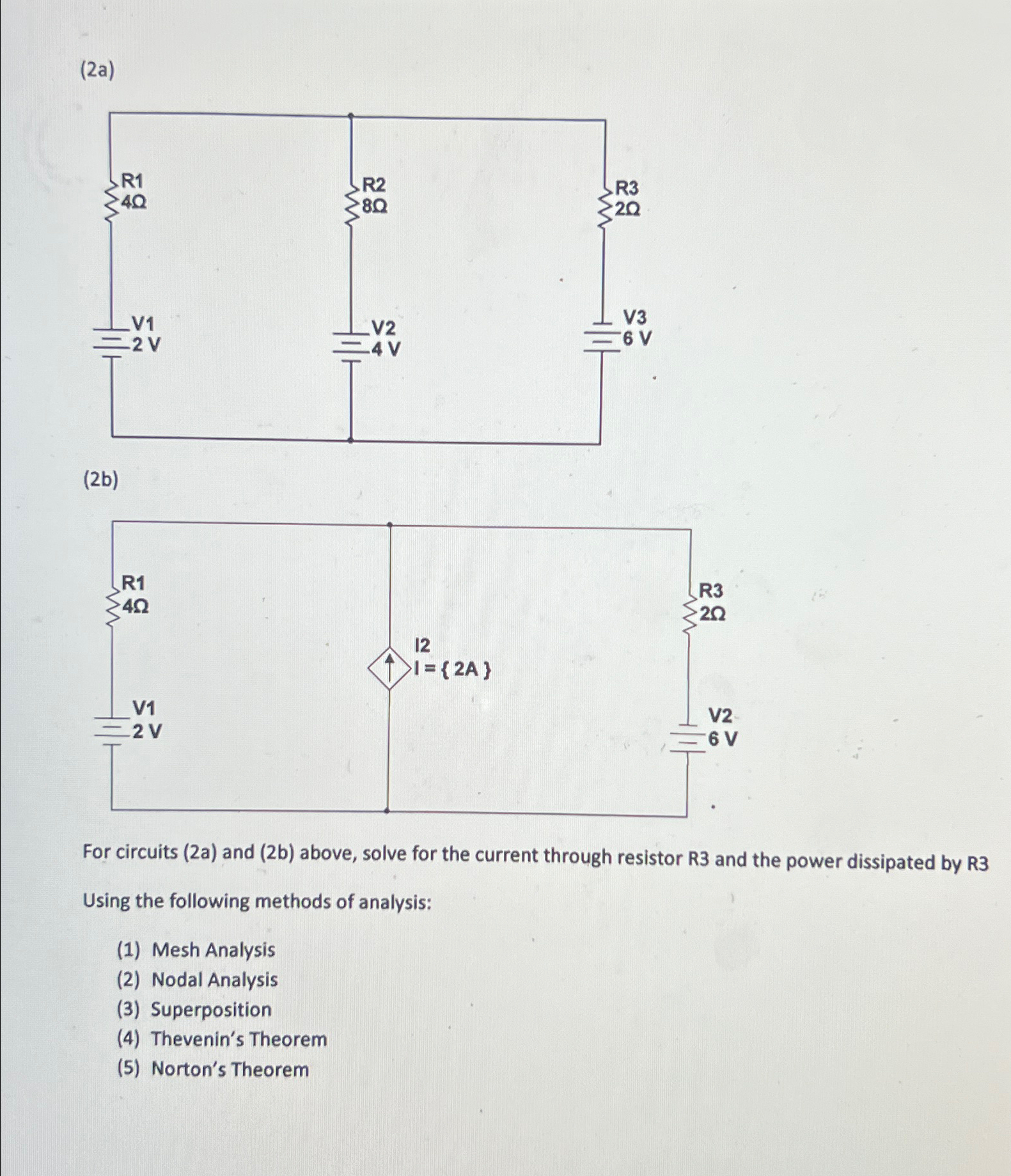 Solved (2a) ﻿Please help solve both circuits using methods | Chegg.com