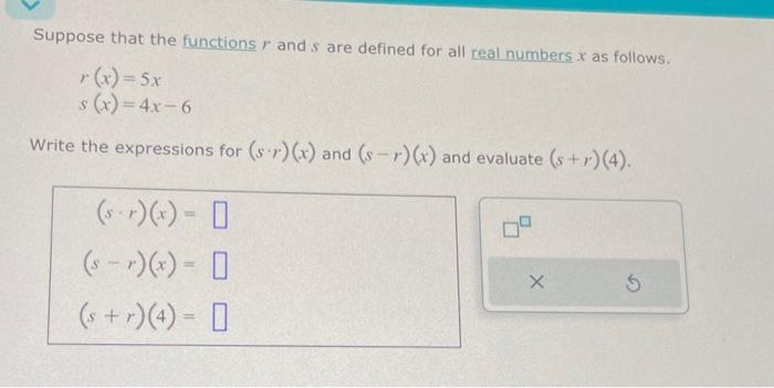 Solved Suppose that the functions r and s are defined for | Chegg.com