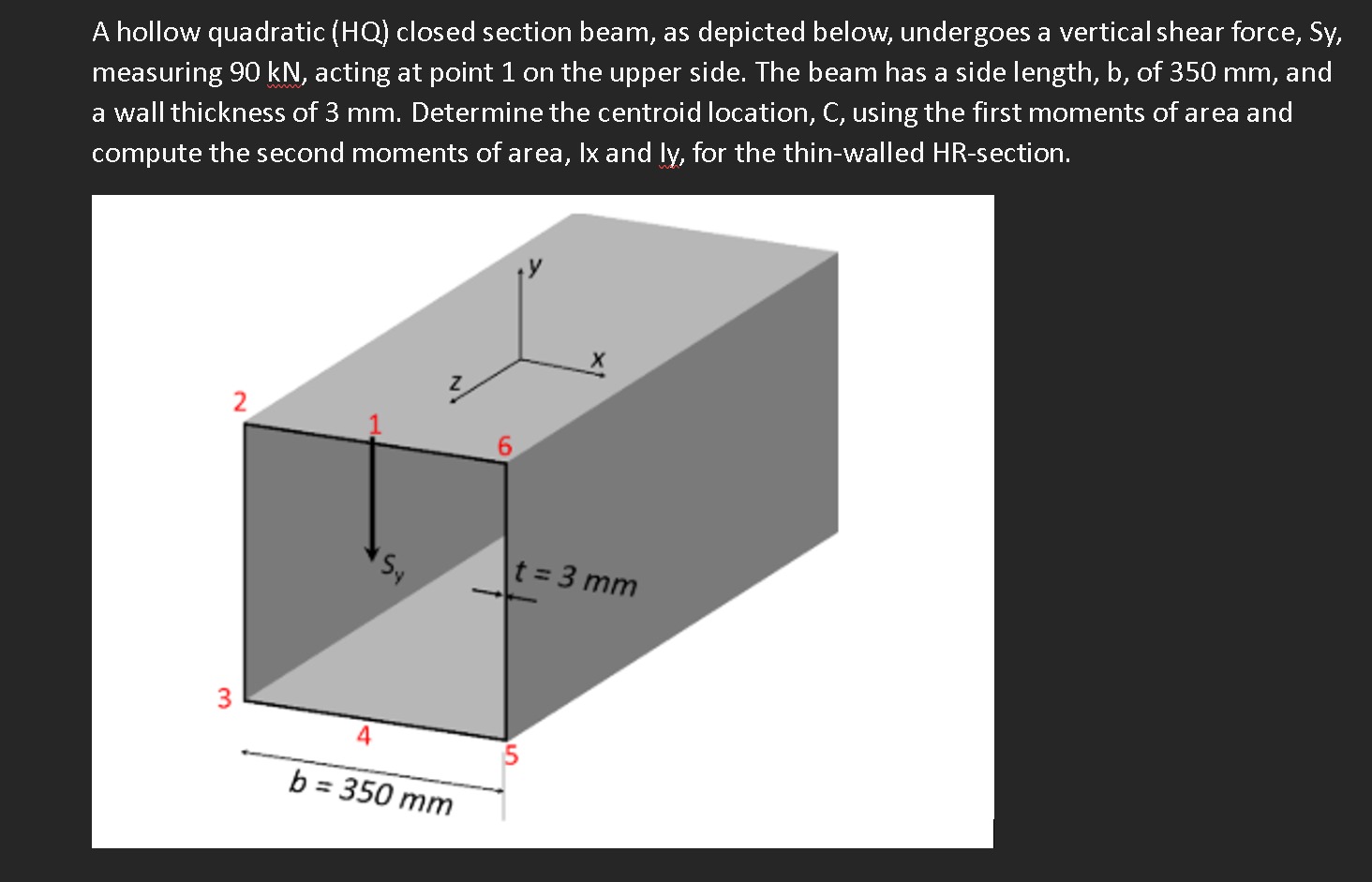 Solved A hollow quadratic (HQ) ﻿closed section beam, as | Chegg.com