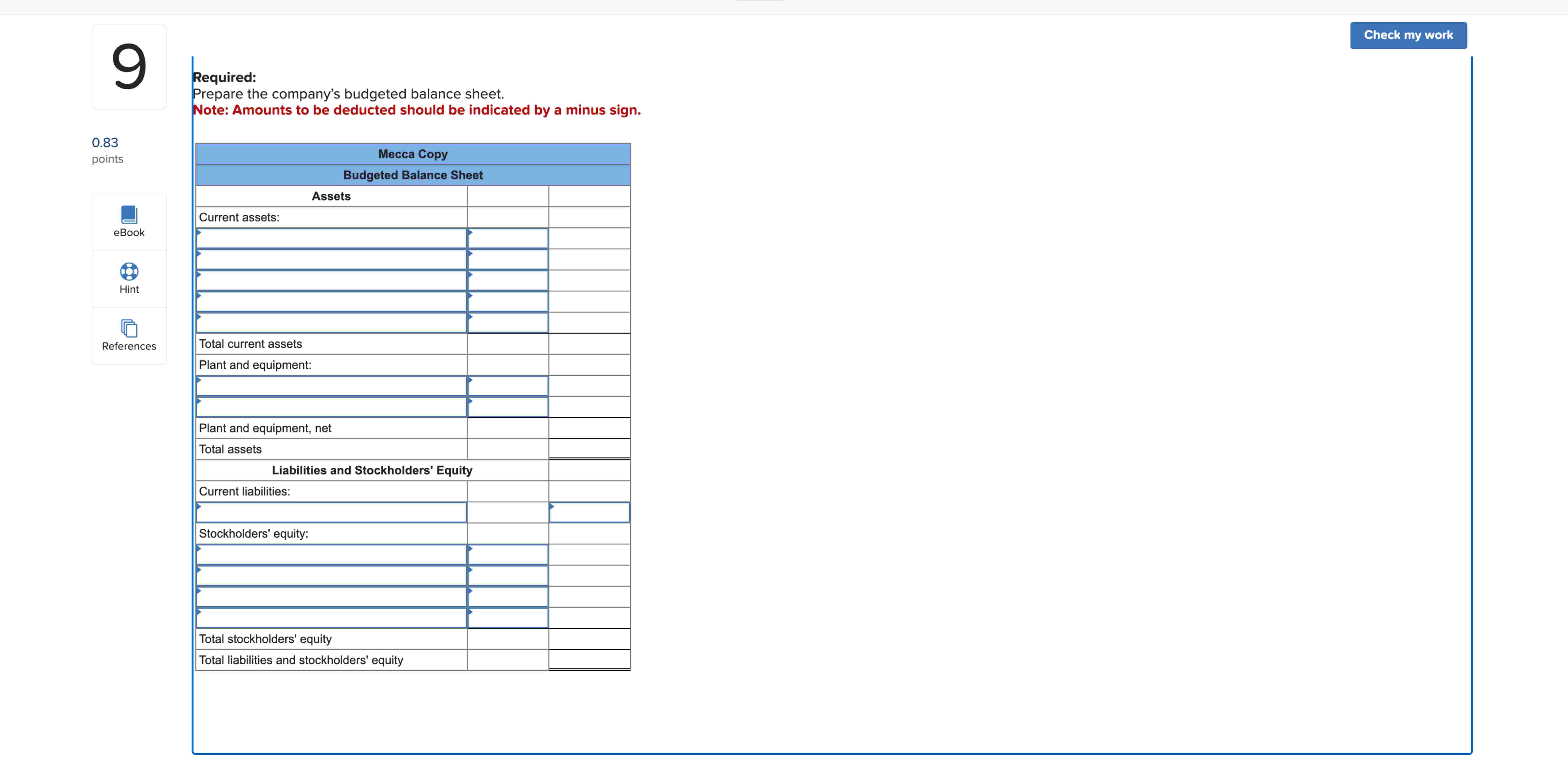 Solved Exercise 8-9 (Algo) ﻿Budgeted Balance Sheet [LO8-10] | Chegg.com
