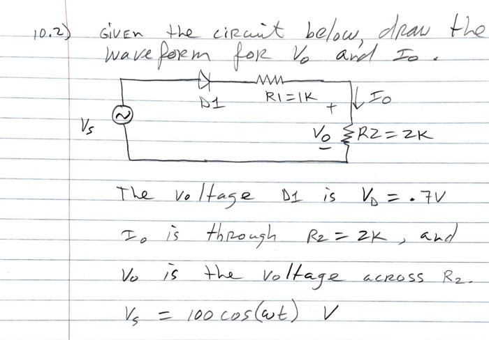 Solved Given the circuit below, draw the waveform for V0 and | Chegg.com