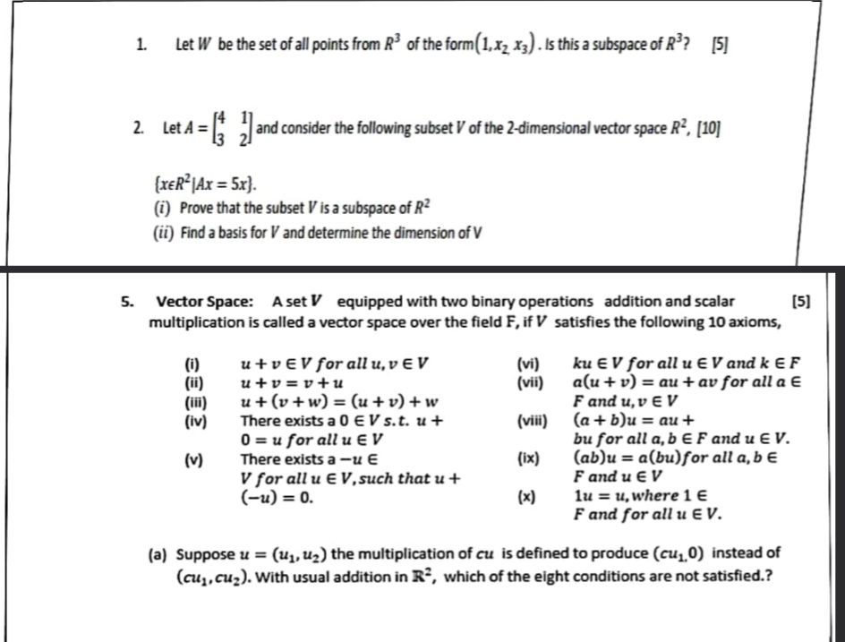 Solved Vector Space: A set V ﻿equipped with two binary | Chegg.com