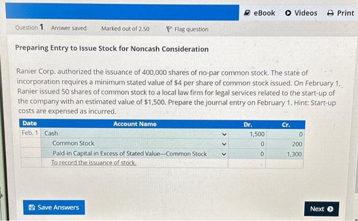 Solved Preparing Entry to Issue Stock for Noncash | Chegg.com