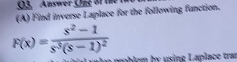 Solved (A) ﻿Find inverse Laplace for the following | Chegg.com