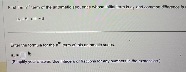 Solved Find the nth ﻿term of the arithmetic sequence whose | Chegg.com