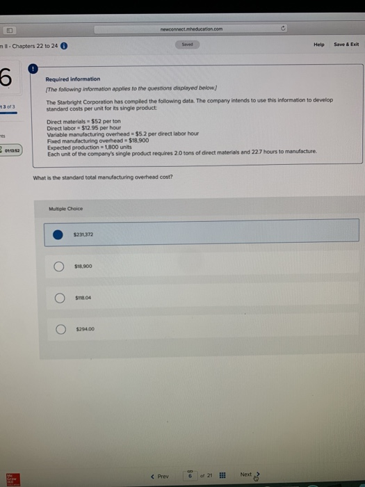 Solved hapters 22 to 24 0 Help Save & Exit Required | Chegg.com