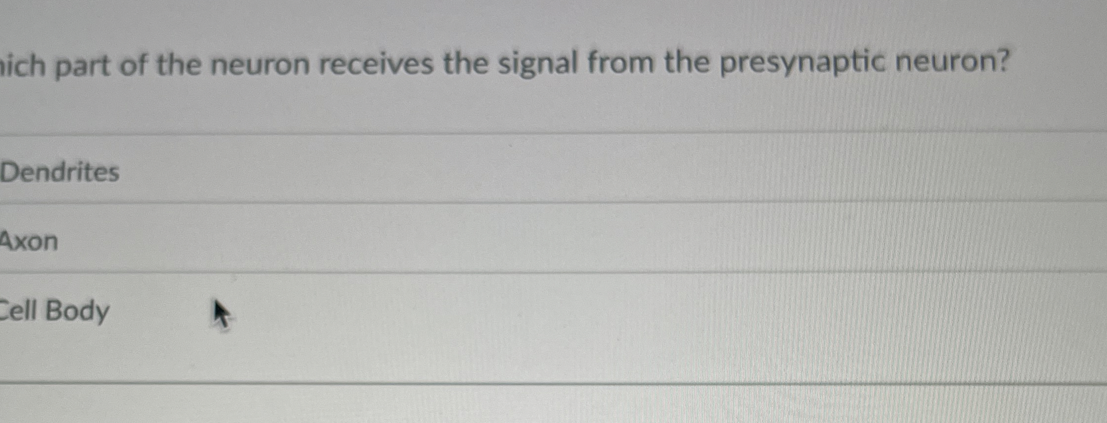 Solved ich part of the neuron receives the signal from the | Chegg.com