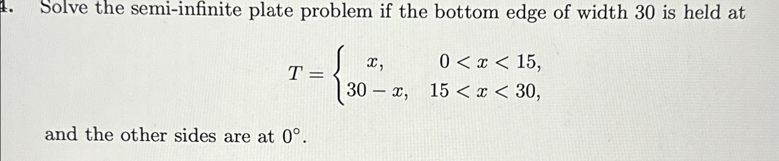 Solved Solve the semi-infinite plate problem if the bottom | Chegg.com