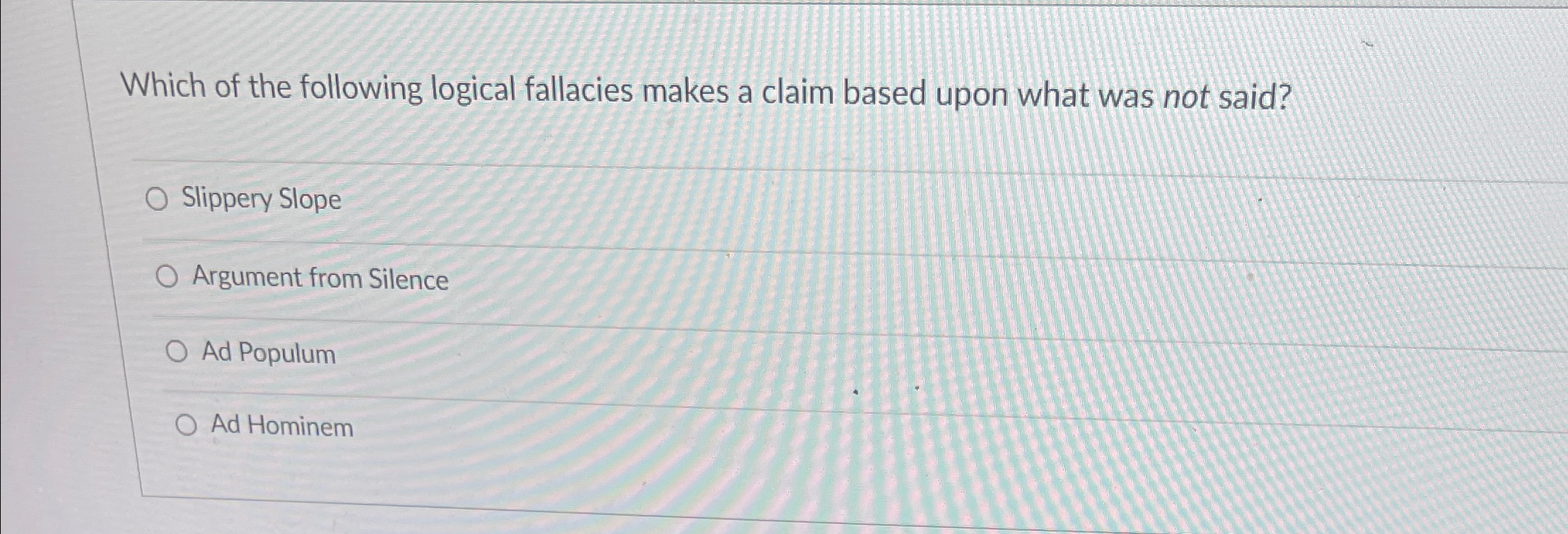 Solved Which of the following logical fallacies makes a | Chegg.com