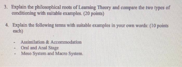 Solved 3. Explain the philosophical roots of Learning Theory | Chegg.com