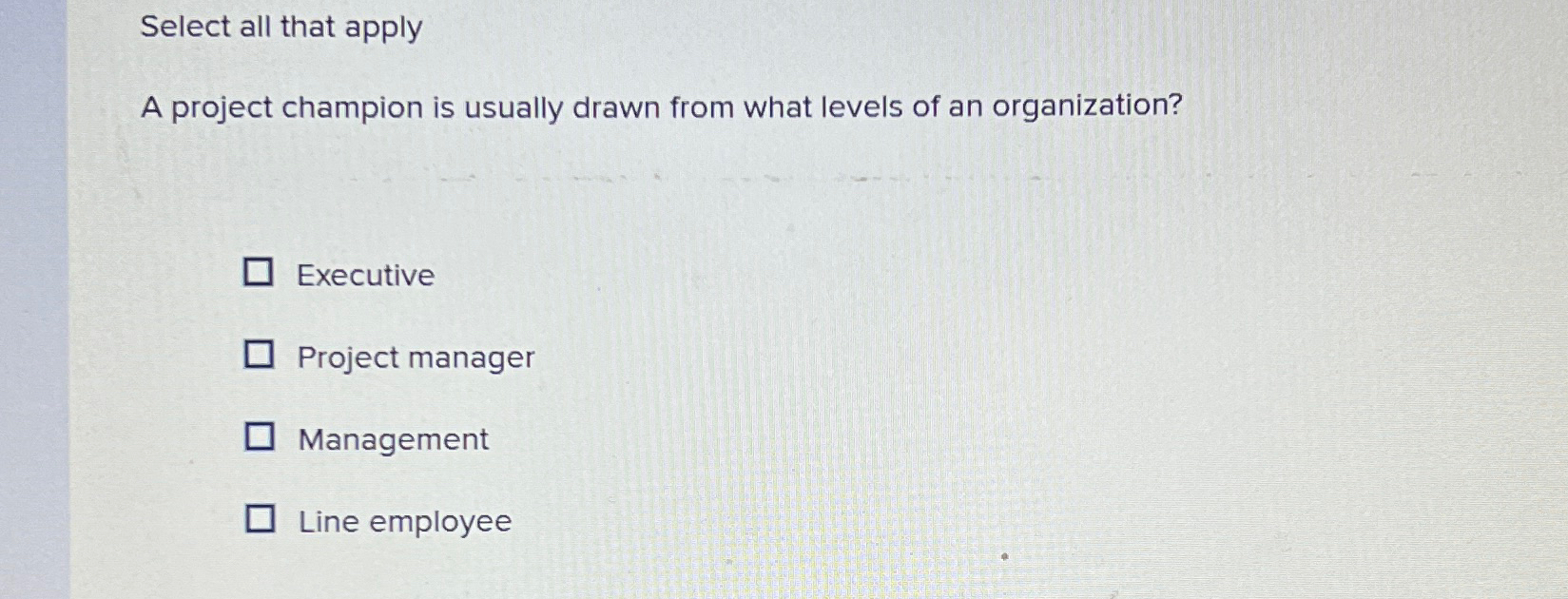 Solved Select all that applyA project champion is usually | Chegg.com